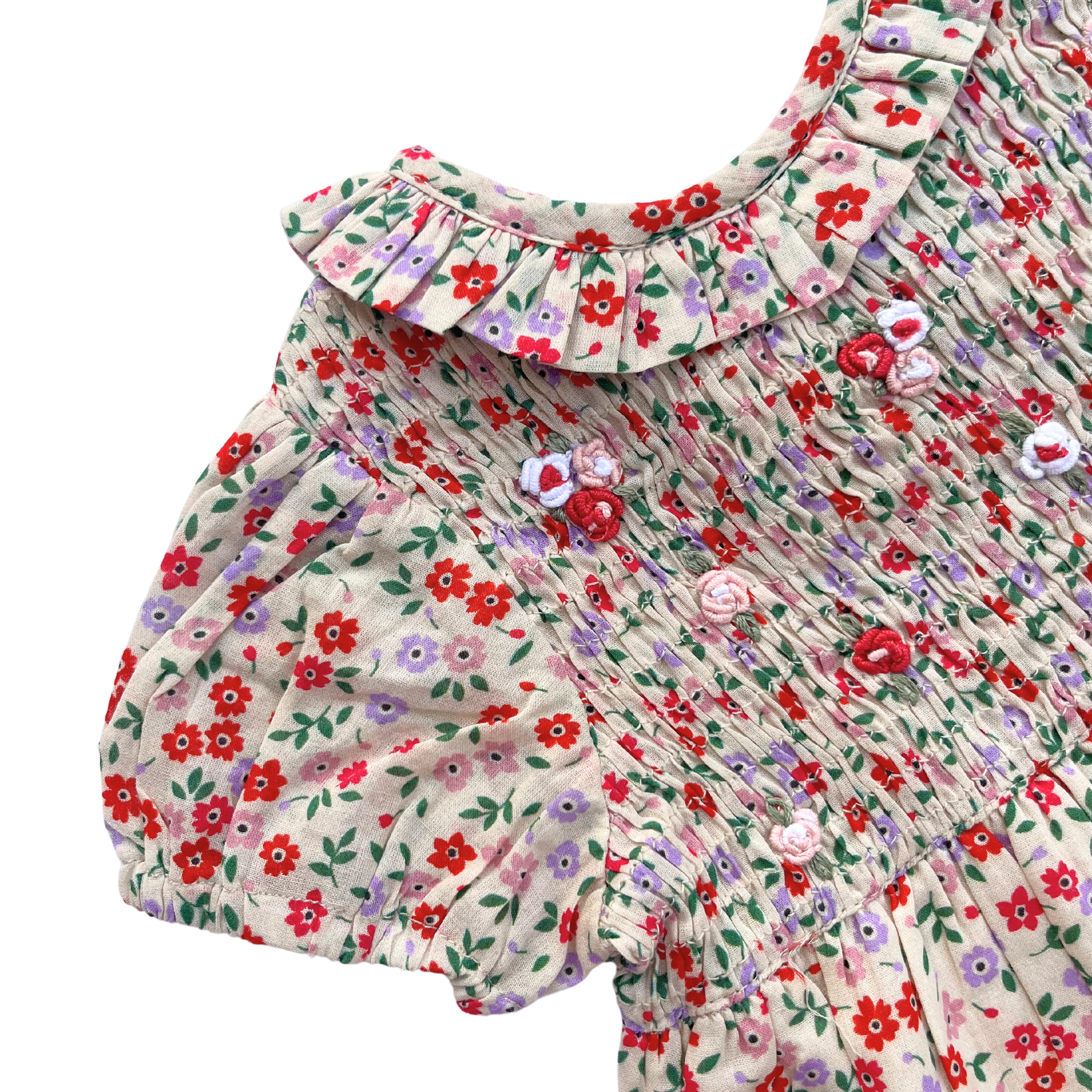 Lilah Baby Girl Embroidered Floral New Born to Toddler Shirred Dress ...