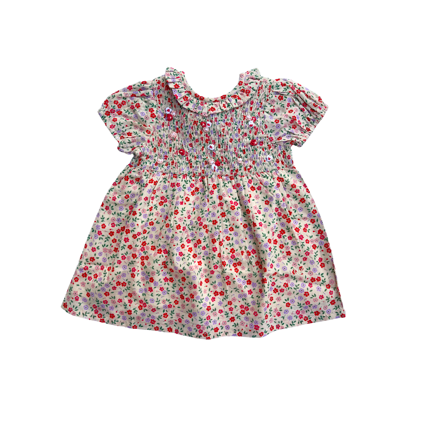 Lilah Baby Girl Embroidered Floral New Born to Toddler Shirred Dress ...